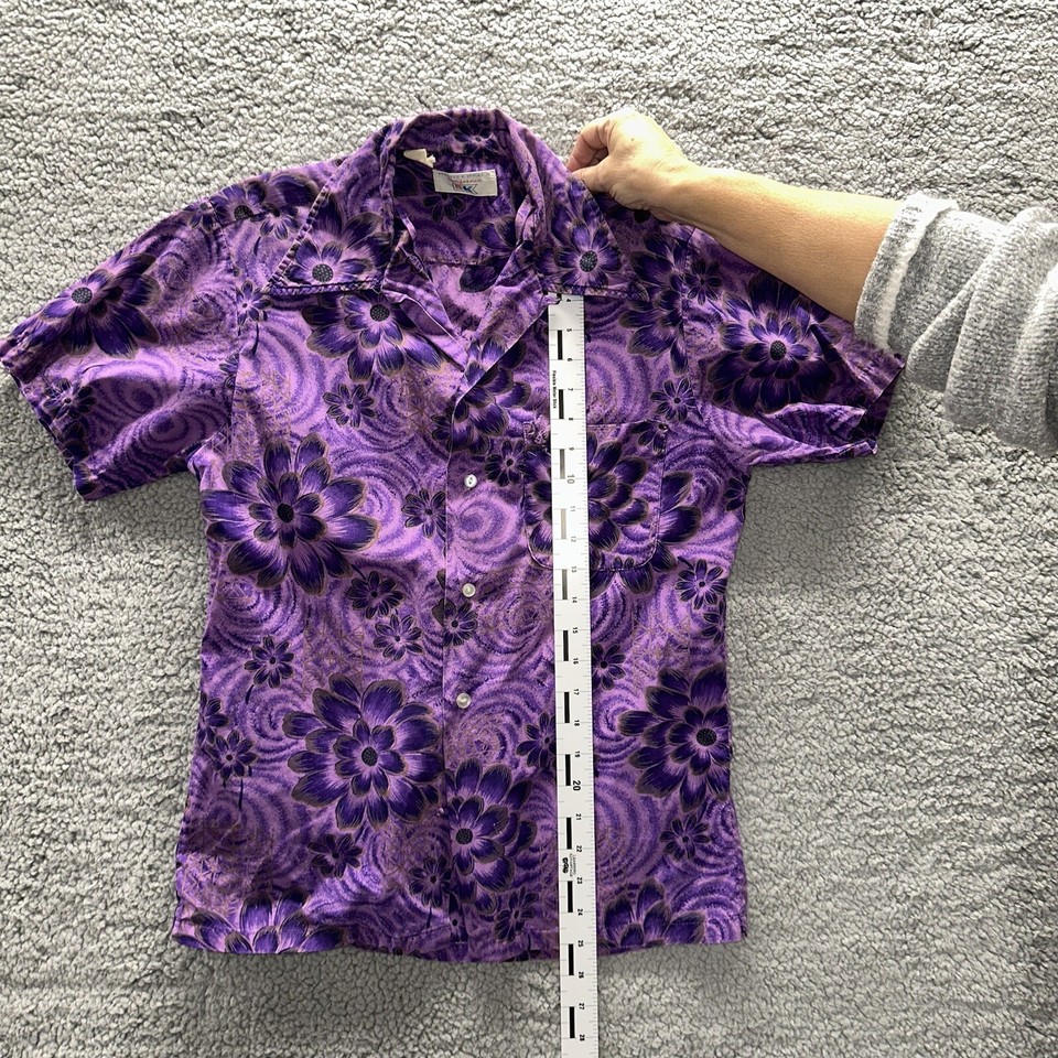 Vintage 50s Hawaiian Aloha Print Shirt Rockabilly Honolulu 60s Button ...