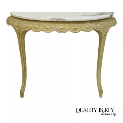 Italian Neoclassical Half Round Demilune Marble Top Ribbon Carved ...