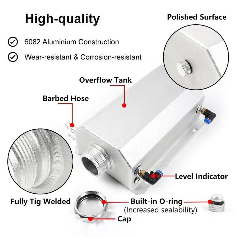 Universal 2L Aluminum Radiator Coolant Overflow Expansion Water Bottle ...