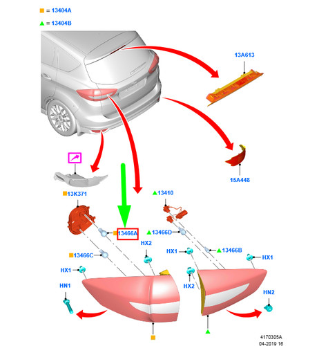 FORD C-MAX MK2 REAR LIGHT BULB 21/5 WATT RED 8M5A-13464-AA 1489938 ...