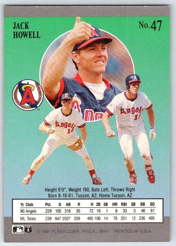 1991 Fleer Ultra Baseball Card Jack Howell #47 California Angels | eBay