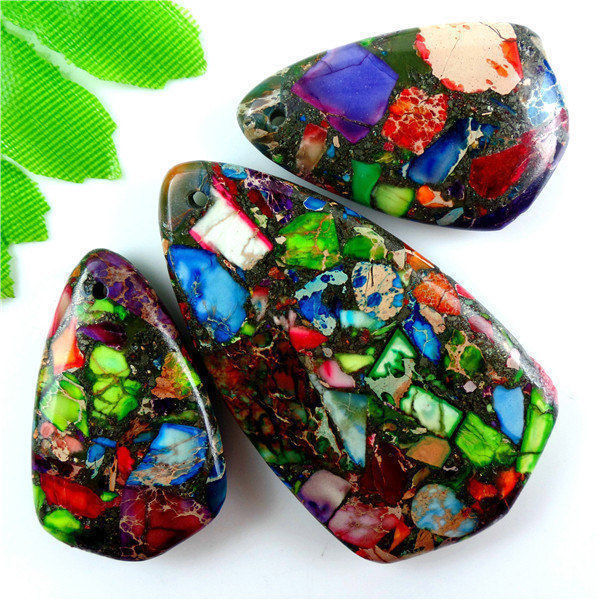3pcs Artificial Multicolor Sea Sediment Jasper Pyrite Pendant Bead ...