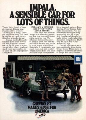 1975 Chevrolet Impala: Sensible Car Lots of Things Vintage Print Ad | eBay