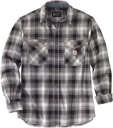 Carhartt Men Rugged Flex Relaxed Fit Lightweight LS Plaid Shirt ASPHALT ...