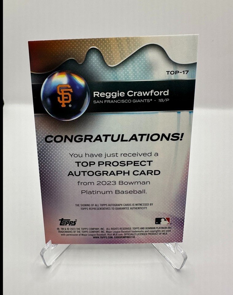REGGIE CRAWFORD 2023 Bowman Platinum Top Prospects Rookie RC Auto ...