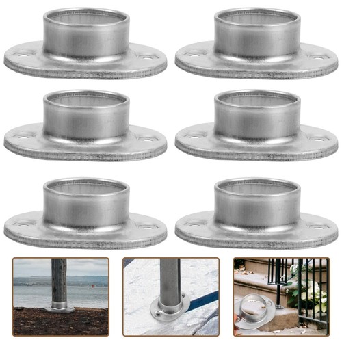 6 Pcs Round Tube Base Stair Handrail Support Railing Floor Flange Post ...