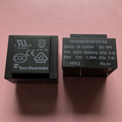 4900E89H19PC012B Tyco Electronics Transformer 12V 1.5VA 4 Pins (SET of ...
