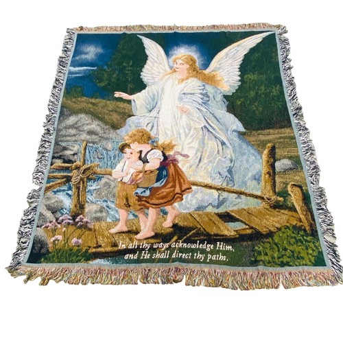 Direct Thy Paths Guardian Angel Watch Children Over Stream Tapestry ...