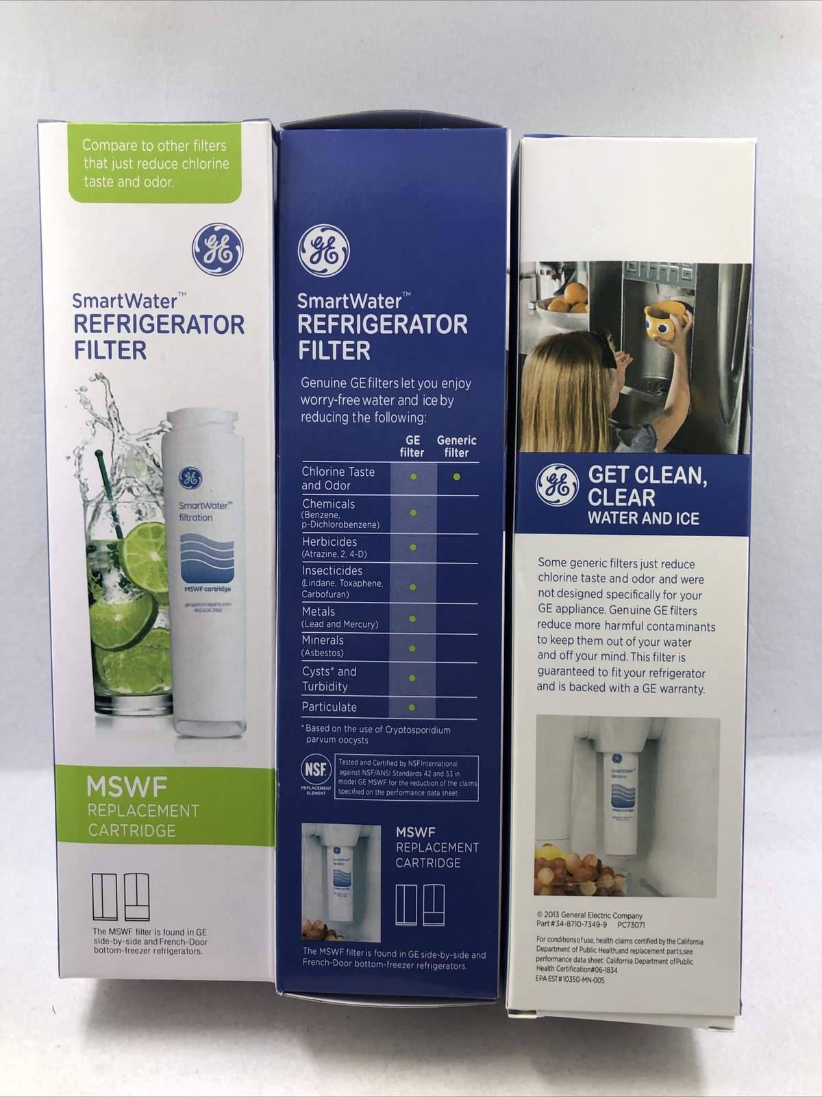 3 PACK GE MSWF Smart Water Refrigerator Water Filter Replacement ...