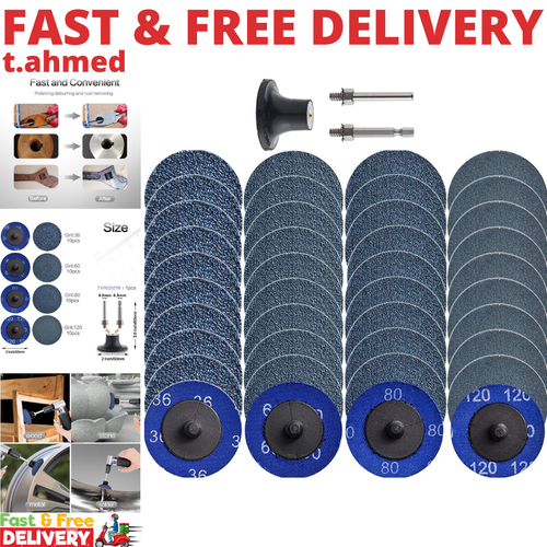 40Pcs Roloc Quick Change Discs Set, 2 Inch A/O Sanding Discs with 1/4 ...