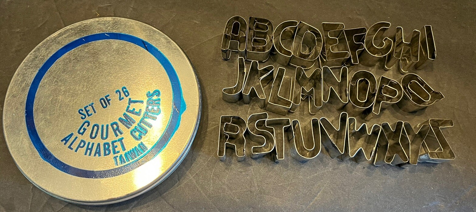 Vintage Chef Shop 26 Metal Gourmet Alphabet 1" Letters Cutters In ...