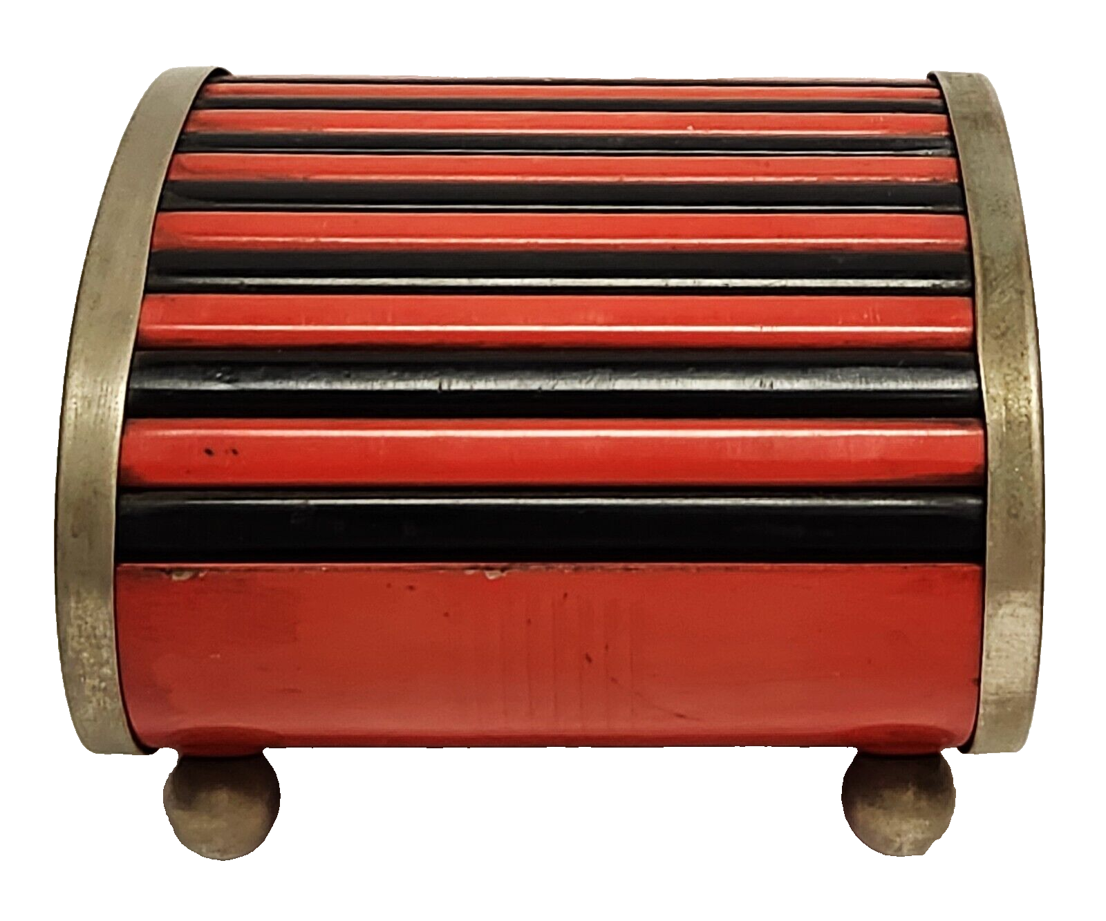 Park Sherman 1930 Deco Steel Chrome Roll Top Cigarette Box Red & Black Bakelite | eBay