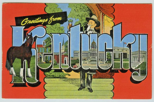 Large Letter Greetings From KENTUCKY Linen Postcard | eBay