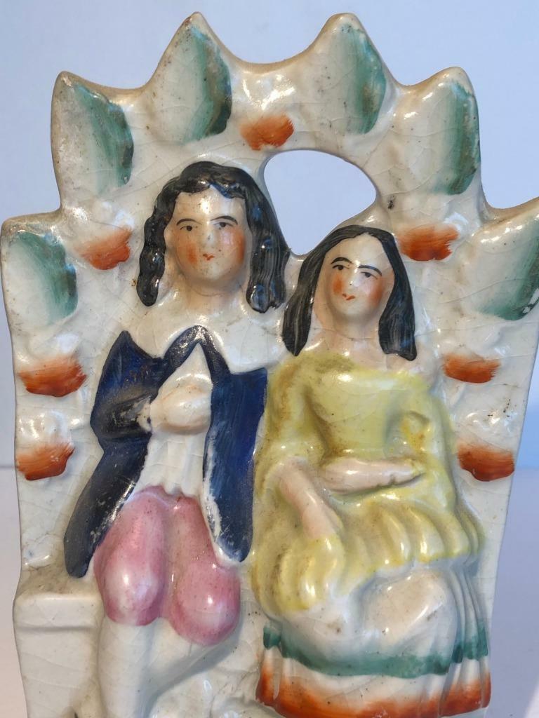 19th Century Antique Staffordshire Pottery Flatback Figure Boy and Girl ...