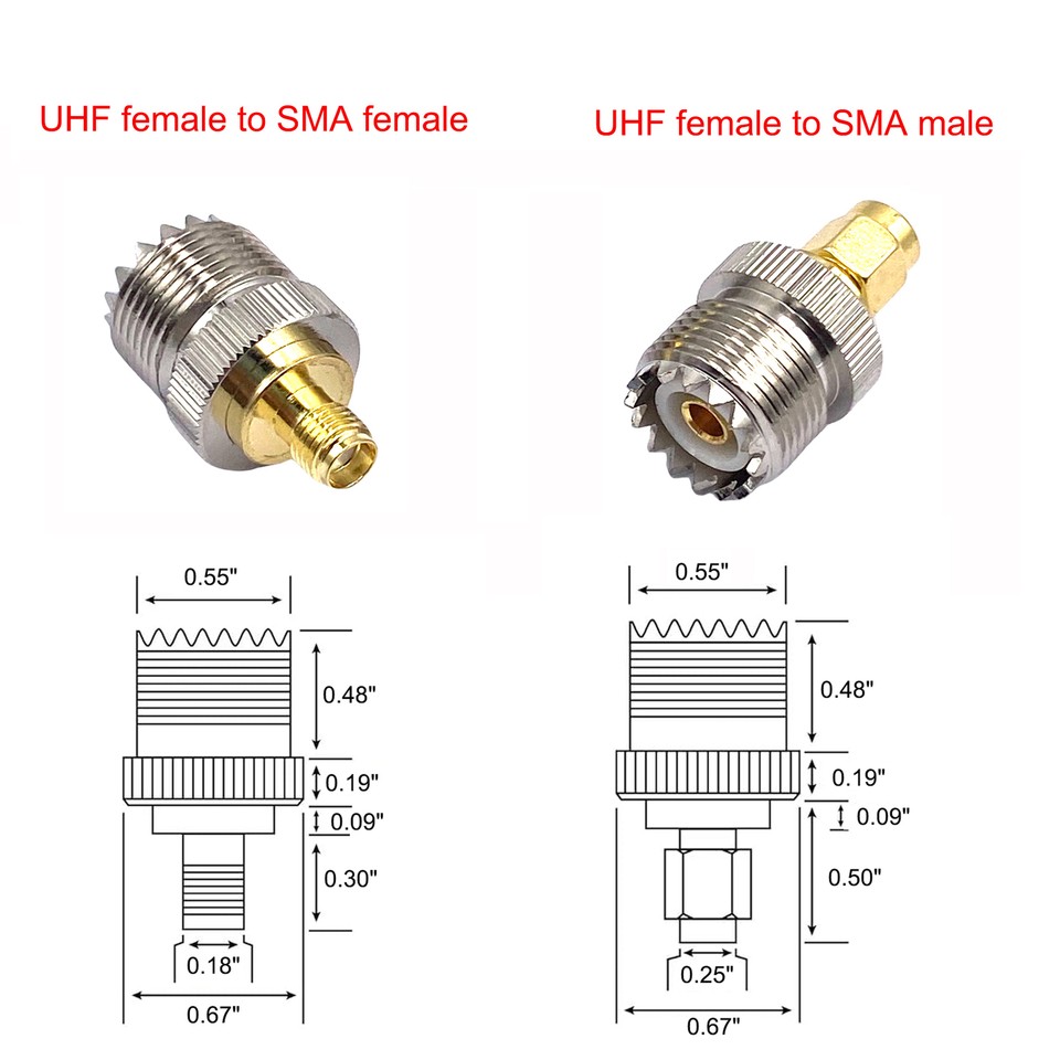 Female Male UHF SMA SO239 PL259 Adapters for CB Radio/Handheld Ham ...