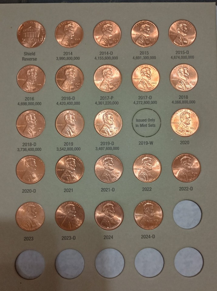 Complete Set UNC H.E. HARRIS 4002 Coin Folder #4 LINCOLN CENT Starting ...
