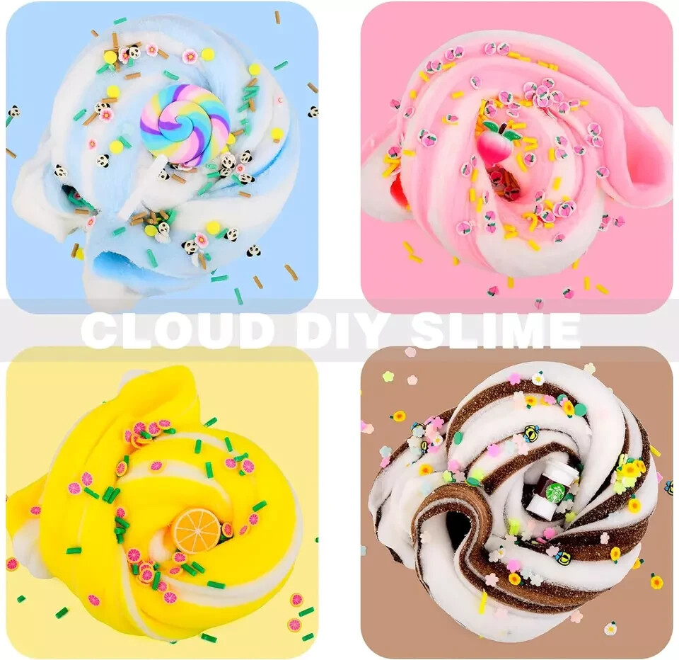 Cloud Slime Kit 5 Pack, with Peachybbies Rainbow Lemon Coffee Slime ...