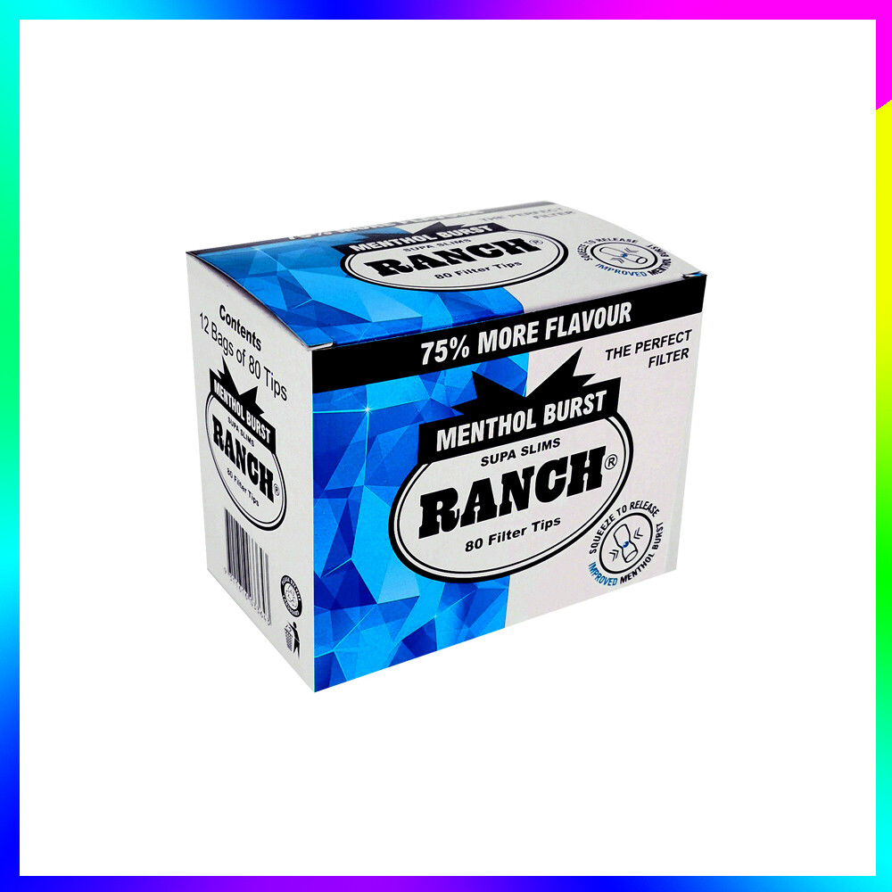 12x80 Box Ranch Menthol Burst Filter Tobacco Super Slim Rolling ...