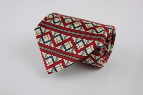 ROBERT TALBOTT Studio Silk Tie. Eye Catching Red White Blue Zig Zag Pattern. | eBay