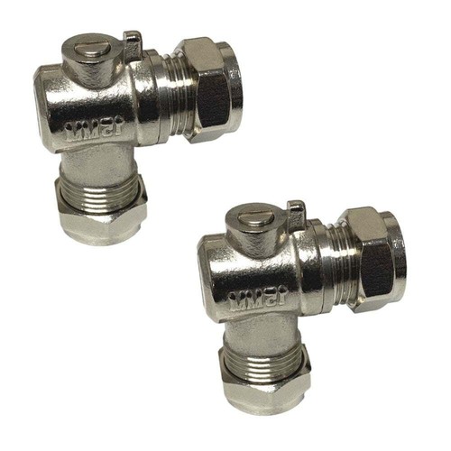 2 x 15mm 90° Angled Compression Isolation Isolating Ballofix Valve ...