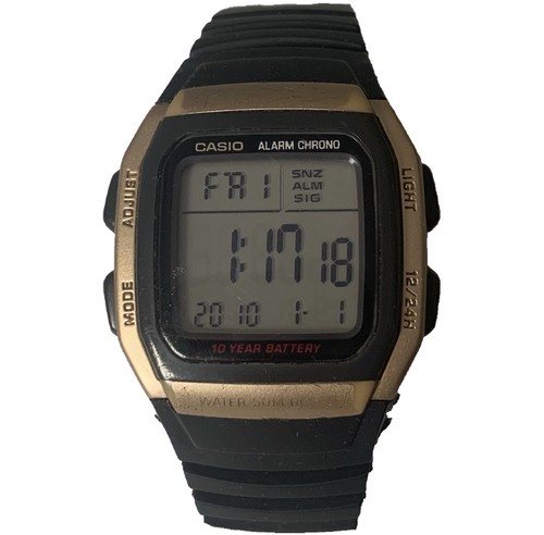 CASIO Illuminator W-96H Watch 5 Bar 50m Water Resist Black And Gold ...