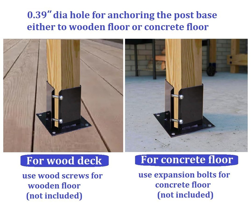 Deck Post Base Post Mounting Base Wood Post Support Black Metal Post ...