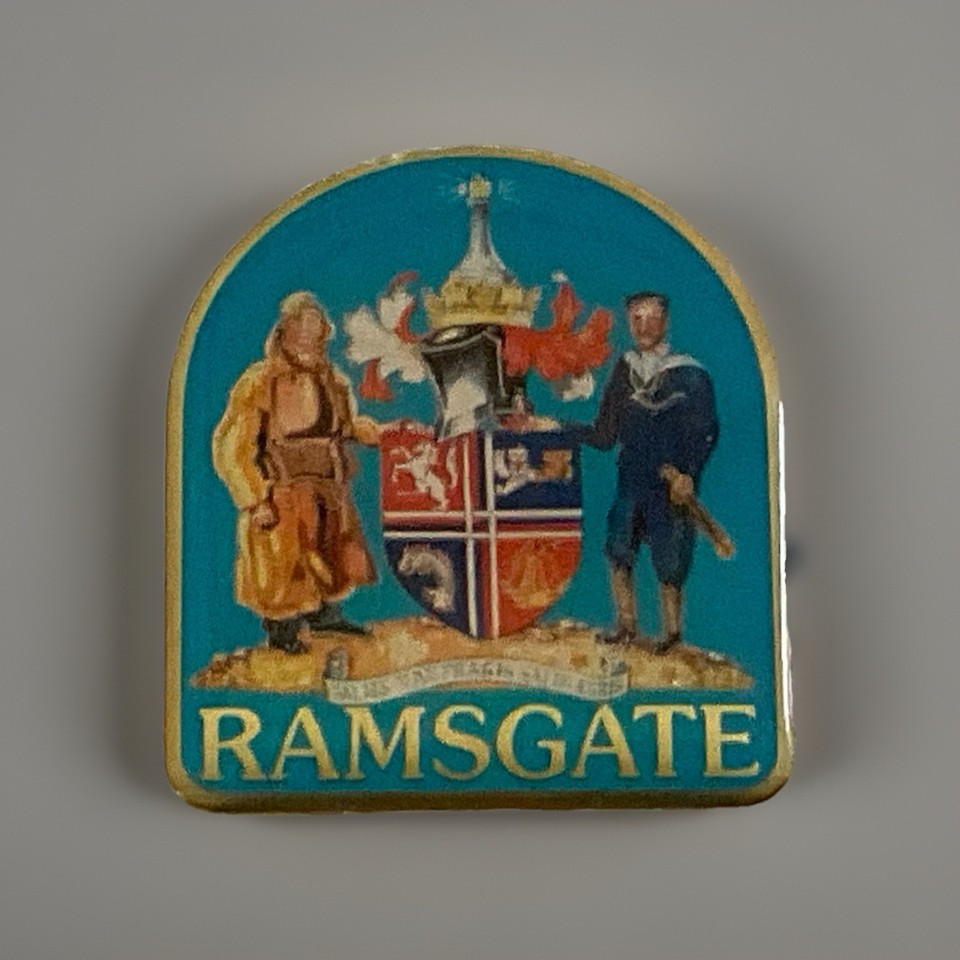 Gold Tone Crest Shield Ramsgate Enamel Lapel Badge. G12 78 | eBay UK