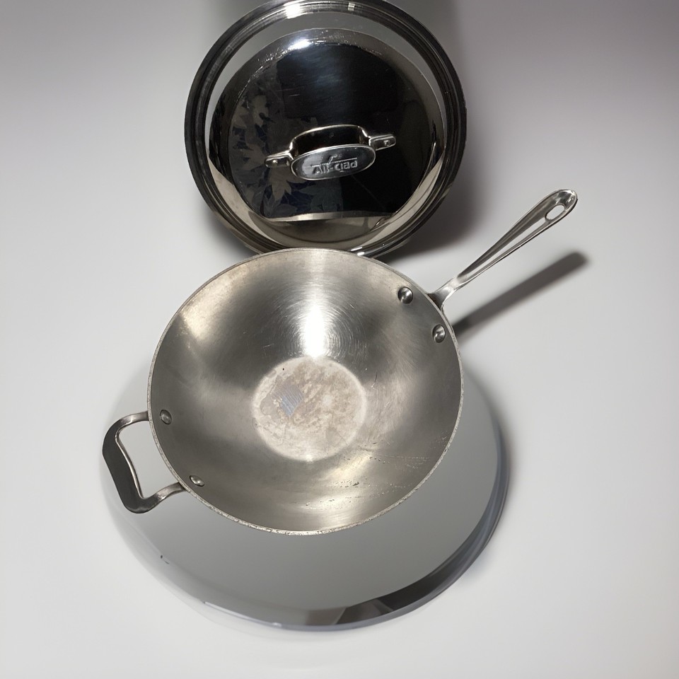 All-Clad Stainless Steel 10” Wok Stir Fry Chef Pan Wok Fry Pan With ...