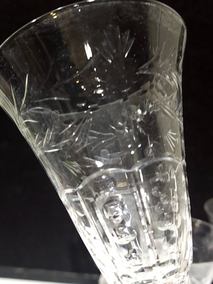 SET OF 4 - Early Seneca Crystal 190-22 Wheel Cut Etched 8 1/4" WATER ...