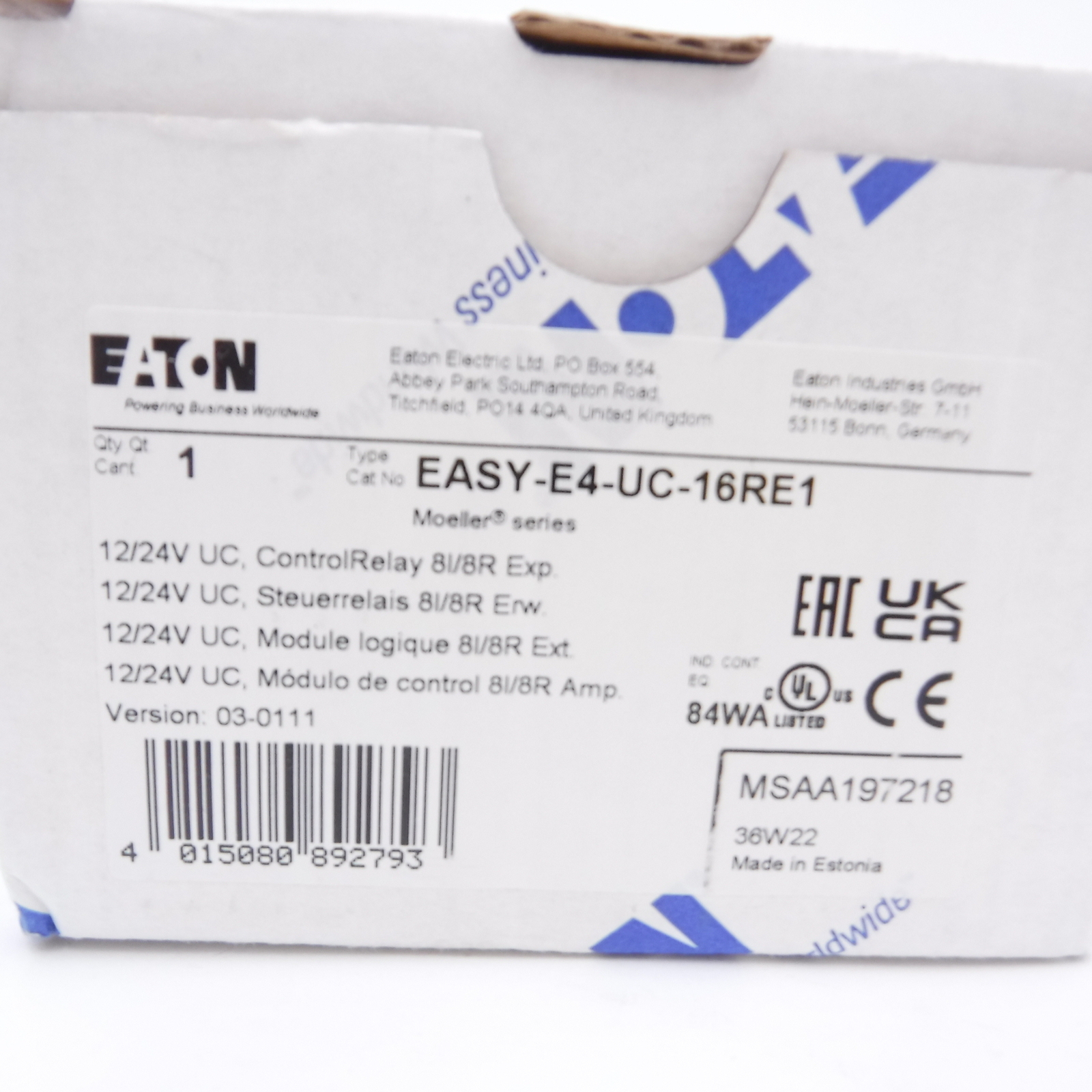 Eaton Easy Nano Programmable Logic Controller Expansion Device Easy-E4 ...