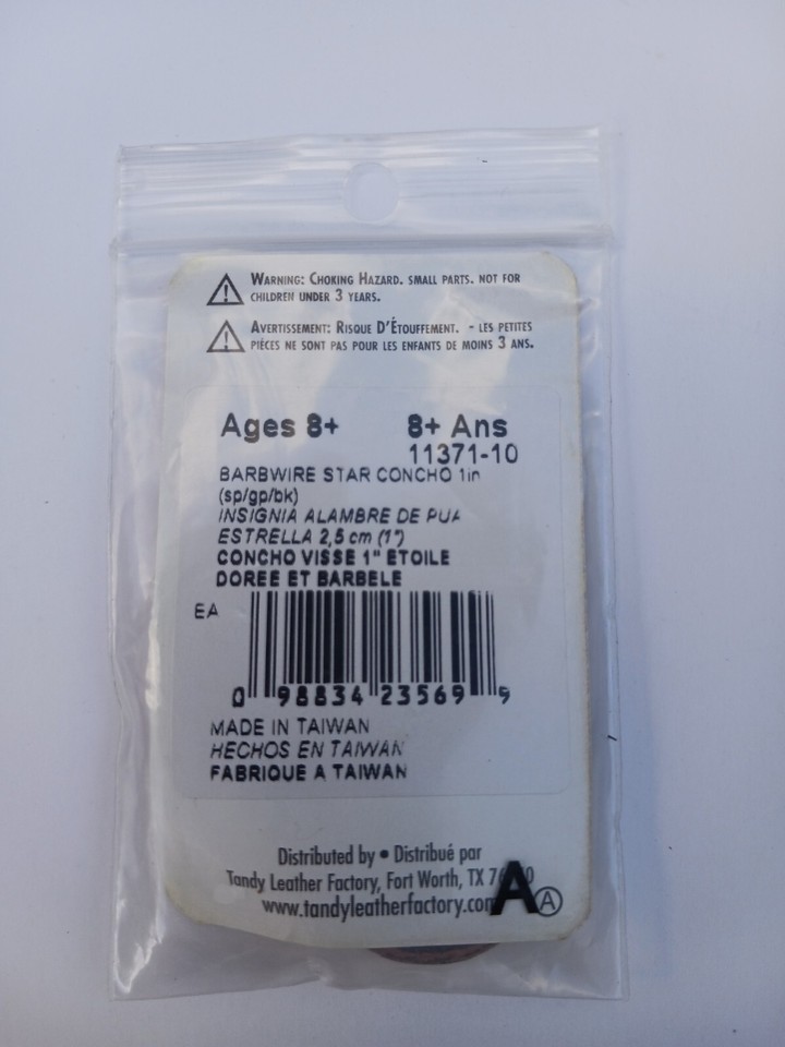 1" Gold Star Barb Wire Concho 11371-10 Tandy Leather New | eBay