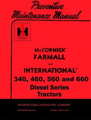 International Farmall 360 460 560 660 Preventive Maintenance Operators ...