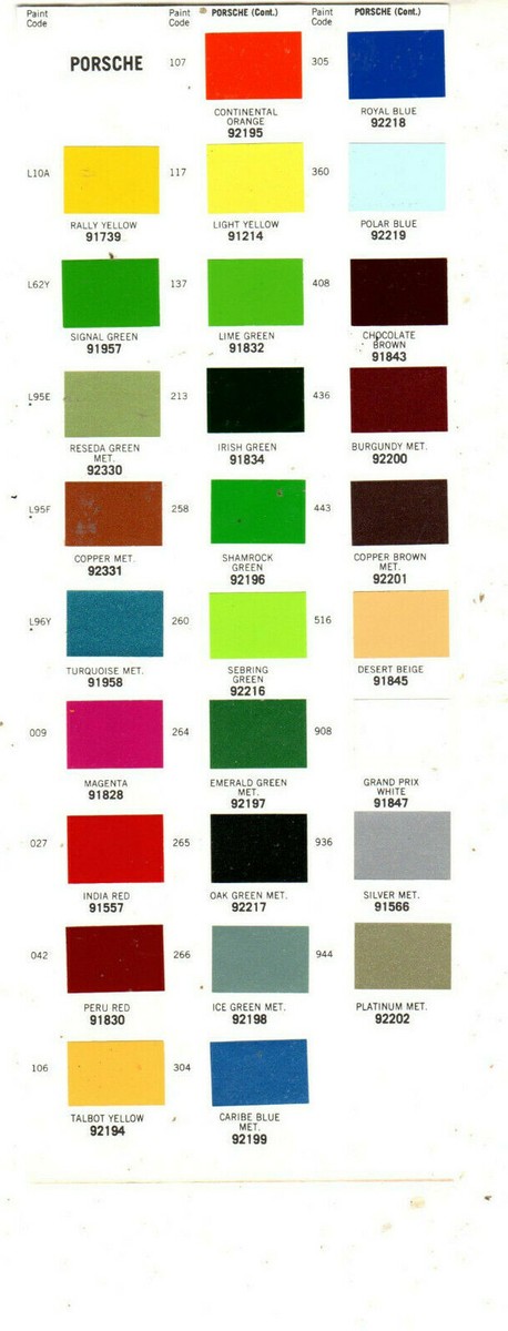 Porsche Color Chart Spend Hours Checking Out The Best Porsche Paint