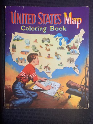 1955 UNITED STATES MAP Coloring Book G/VG 3.0 Whitman UNCOLORED | eBay