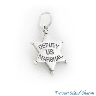 Deputy US Marshal Star Badge 925 Solid Sterling Silver Charm MADE IN ...