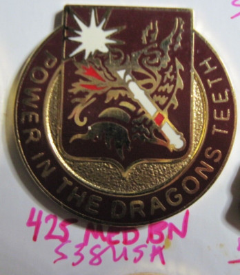 Army crest DI dui cb clutchback 425th MEDICAL BATTALION med bn s38 USA ...