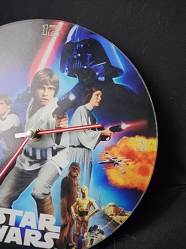Vintage STAR WARS Wall Clock Luke Skywalker Hans Solo 9” Darth Vader ...