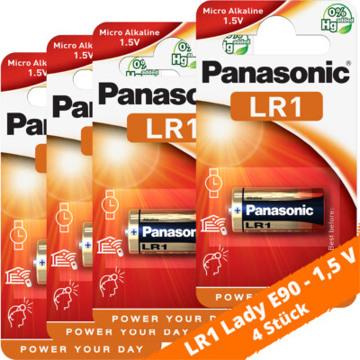 4 x Panasonic LR1 Lady E90 N MN9100 1,5V Knopfzelle Batterie Alkaline ...