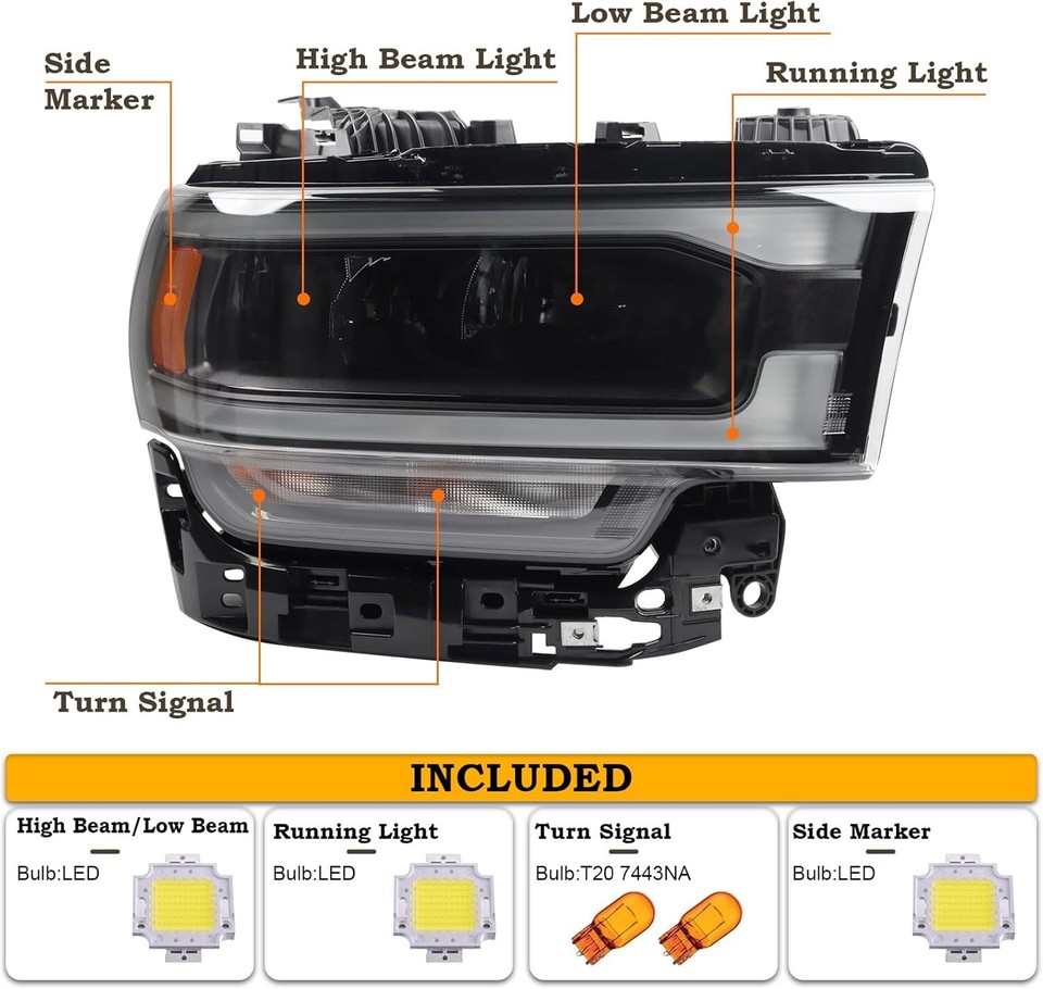 NEW HEADLIGHT For 2019-2024 RAM 2500 3500 RIGHT RH PASSENGER SIDE ...