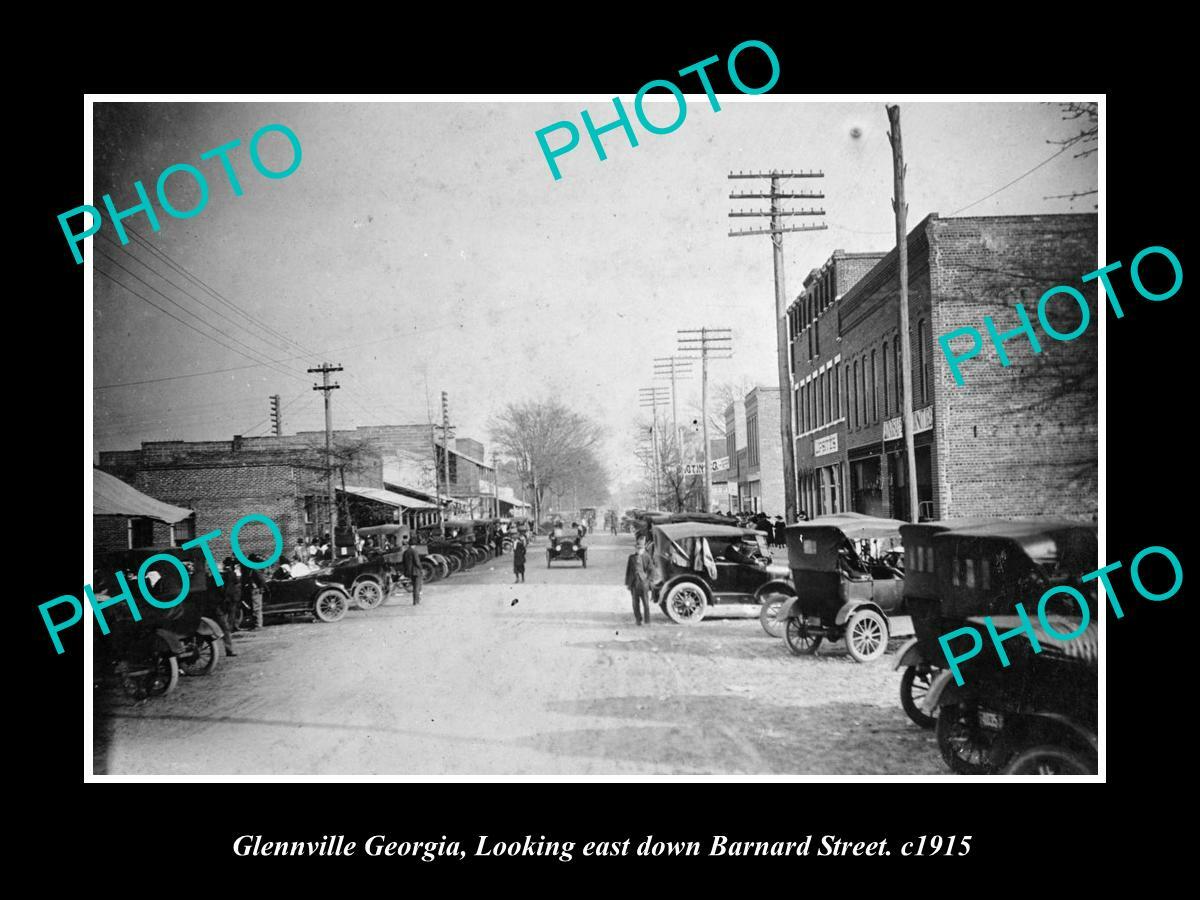 OLD POSTCARD SIZE PHOTO OF GLENNVILLE GEORGIA VIEW OF BARBARD St ...