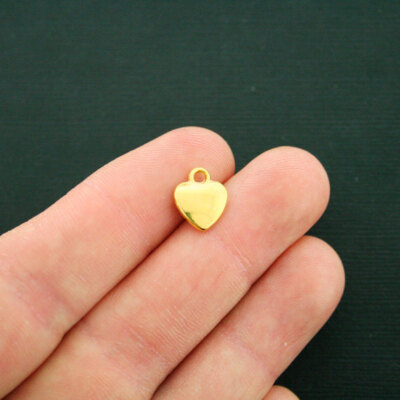 15 Small Heart Charms Antique Gold Tone Two Sided - GC700 | eBay