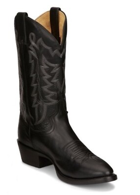 Justin Men's CJ2001 Hayne Black Round Toe Riding Heel Western Boots 10. ...