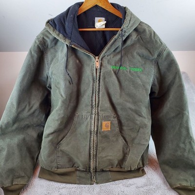 VTG Carhartt Jacket Sz 2XL Tall Green Hooded Duck Canvas Full Zip Coat ...