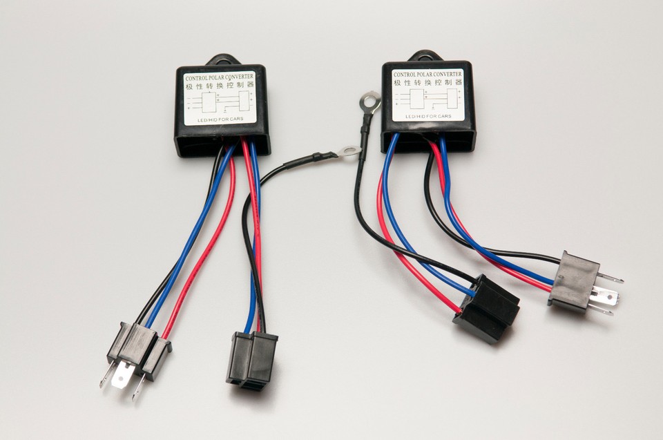 2PC H4 HB2 9003 reversed polarity polar Negative switch harness MODULE ...