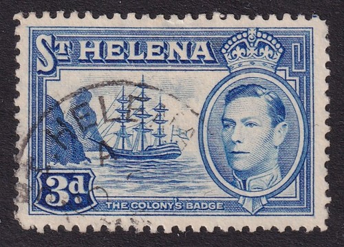 ST. HELENA 1938-44 KGVI Colony Badge 3d Ultramarine SG 135 Used (CV £18 ...
