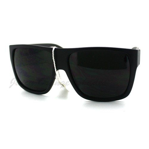 Super Dark Lens Matte Black Square Frame Sunglasses Men's Fashion | eBay