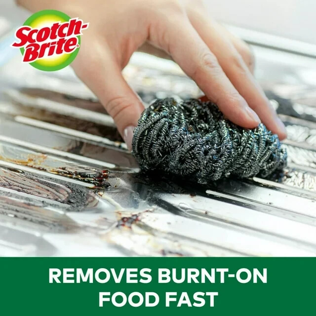 Scotch-Brite Stainless Steel Scrubbers, 3 Scourers Grill Cleaner ...