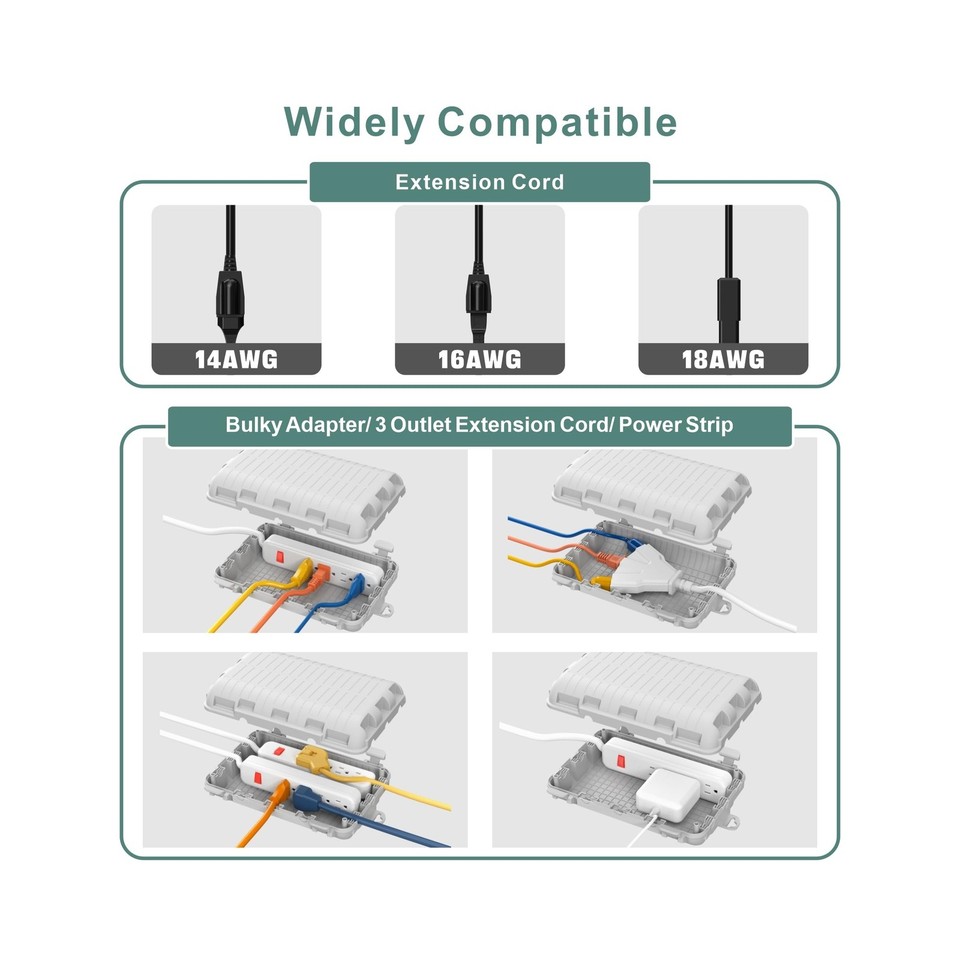 Outdoor Waterproof Electrical Box, 2 Pack Large Extension Cord Cove ...