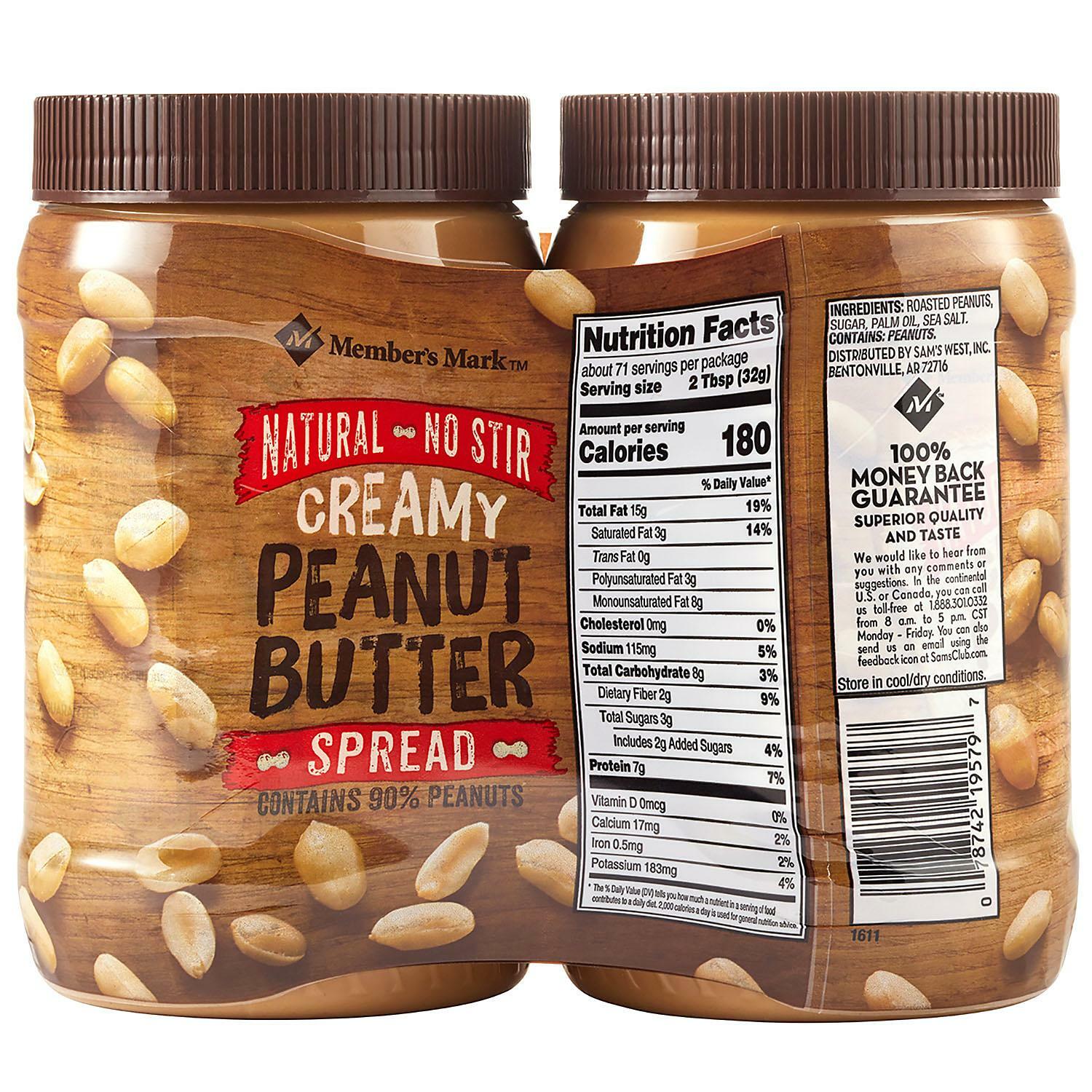 🔥 Member's Mark Natural No Stir Creamy Peanut Butter Spread (40 oz. X 2 ...