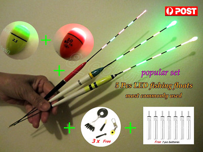 5 Night Fishing Electronic LED Floats Abo Float Warehou Garfish Slimies ...